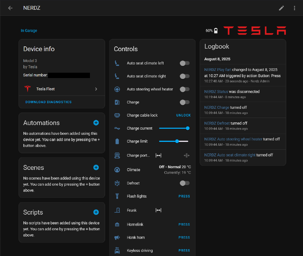 Tesla Integration with Home Assistant