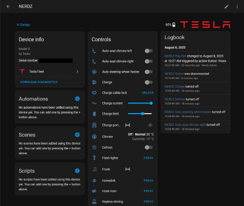 Tesla Integration with Home Assistant